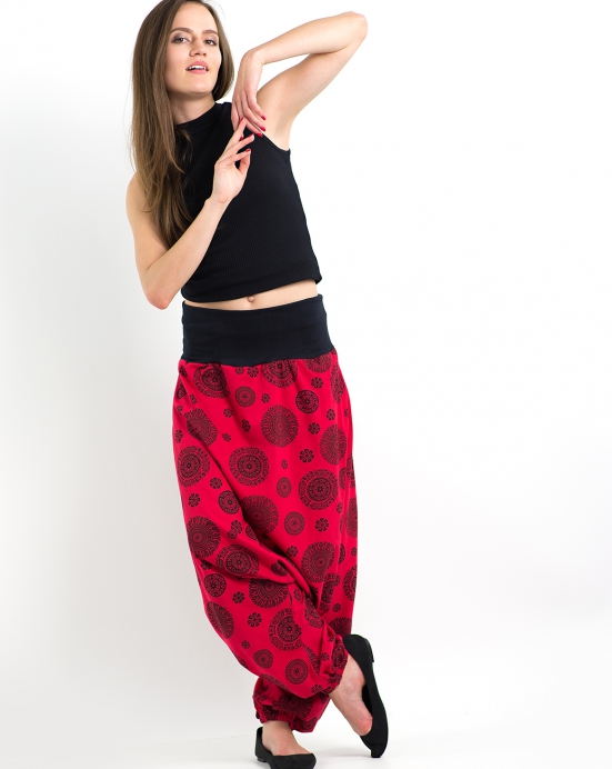 Kalhoty Mandala - červené