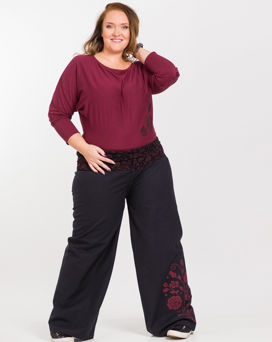 XXL Kalhoty Garnisa – černé s bordó